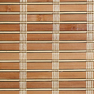 LANTIME Wood Window Blinds Shades, Lined Blackout Bamboo Roller Shades, Easy Installation for Home and Garden, Pattern 8