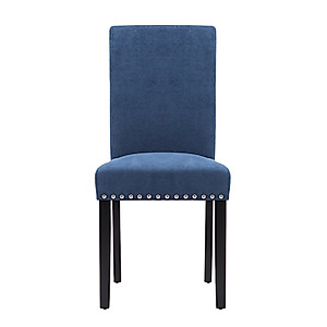 NOBPEINT Dining Chair Upholstered Fabric Dining Chairs with Copper Nails,Set of 2,Blue