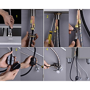 Delle Rosa Kitchen Faucet, Champagne Gold Kitchen Faucet with Pull Down Sprayer, 360 Rotate Gold Kitchen Faucet Pre-Rinse Pull Out Kitchen Faucet with Deck Plate