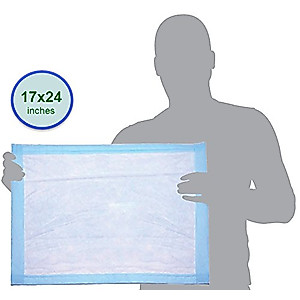 Disposable Baby Changing Pad Liner - Economy Pack 50 Count (17 x 24 Inch) - Waterproof Absorbent Blue Hospital Underpad for Incontinence with Moisture Protector - Small Chux by BrightCare