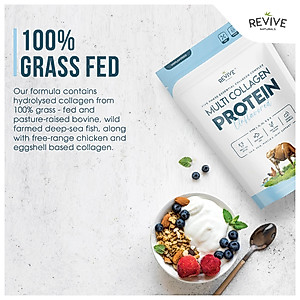 Multi Collagen Hydrolyzed Protein Powder (16oz) - Types I, II, III, V & X - Grass Fed Bovine (Peptan®), Wild Caught Marine, Free Roaming Chicken & Eggshell Collagen Peptides, Non-GMO, GF.