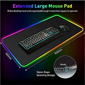 Gaming Mouse Pads Oversized Led Zero Two Mouse Pad Large RGB Mice Pad Computer Keyboard Pad Extended Desk Pad with Stitched Edge Frame 300X600Mm