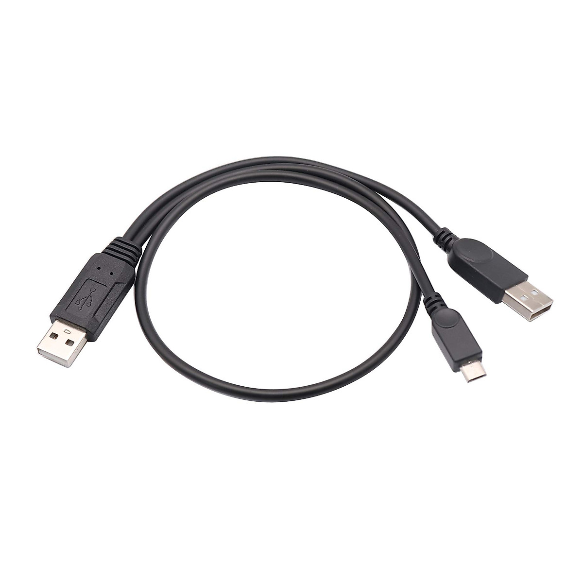 zdyCGTime USB 2.0 A Dual Power Micro Cable, USB 2.0 A Male to USB 2.0 A +Micro USB Male Y Adapter Charging Cable for Samsung, HTC, Tablet and More Extension Cable (1.7 ft)