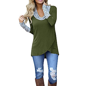 Women's Pullover Hoodie Funnel Neck Long Sleeve Hooded Sweatshirt Colorblock Patchwork Drawstring Top Blouse