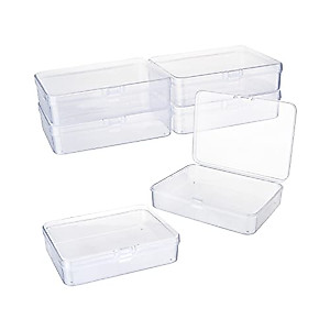 Ganydet 6 Packs Small Plastic Box, Rectangular Plastic Boxes with Lid, Small Plastic Storage Boxes, Clear Small Plastic Containers for Bead, Craft and Jewelry, 4.4'' × 3.2'' × 1.1''