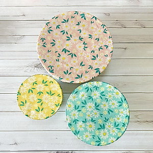 Reusable Beeswax Bowl Covers - Food Cover Stretch Edging, Stretchable Beewax Wrap, Elastic Storage Wraps for Storage Containers，set of 3