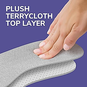 Dr Scholl’s Go Sockless! Cushioning Insoles for Women Men Unisex, 3 Pairs, Trim to Fit - Absorbs Moisture to Keep Feet Dry, Shoe Inserts for Women Men with Plush Terry Cloth Layer for Added Comfort