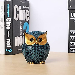 Artpaul Owl Statue Home Decor Accents Small Decor Items for Shelf Owl Figurines Home Decorations for Living Room Office Bedroom, Gifts for Owl Lover (Blue)