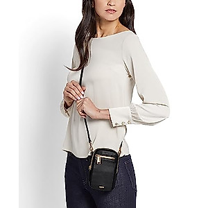 TUMI Voyageur Katy Crossbody - Crossbody Purse for Holding Phone & More - Women's Sling Bag - Black Leather & Gold Hardware