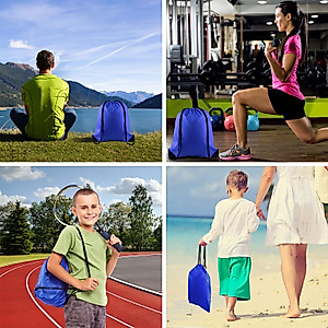 PLULON 25 Pcs Blue Drawstring Backpack Bags Bulk String Backpack Cinch Sack Pull Sport Gym Backpack Bags for Yoga Traveling Outdoor Sports