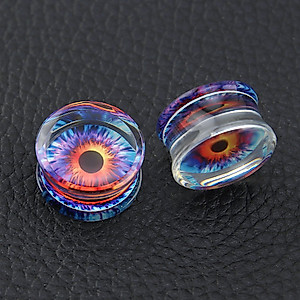 ZS Acrylic Transparent Purple Eyeball Fashion Ear Plugs Tunnel Expander Gauges Piercing (Gauge=11/16"(18mm))