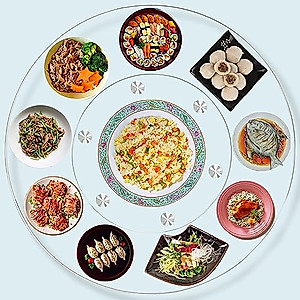 Rotating Tray Round Tempered Glass Lazy Susan Turntable for Kitchen Restaurant Dining Table Heavy Duty Serving Plate (Color : Clear, Size : 100cm/39in)