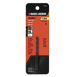 BLACK+DECKER 19103 Two Pack Bullet Drill Bit, 7/64-Inch
