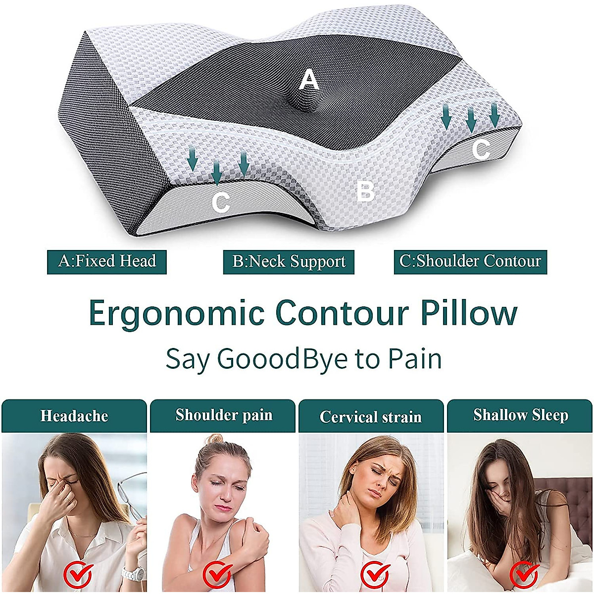 Cervical Neck Pillow for Neck Pain, IKSTAR Memory Foam Neck Pillow for Sleeping, 2 in 1 Ergonomic Pillow for Neck Shoulder Pain Relief, Orthopedic Pillow for Side, Back, Stomach Sleepers [U.S .Patent]