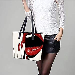 Womens Handbag Lips Leather Tote Bag Top Handle Satchel Bags For Lady