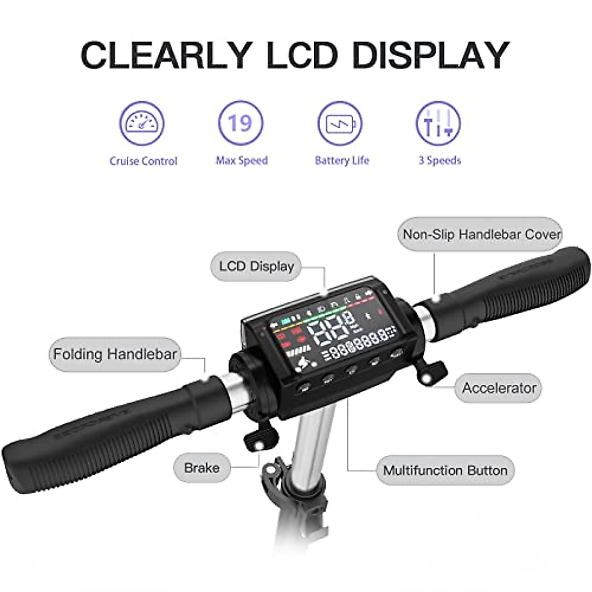 EVERCROSS EV08E Electric Scooter, 350W Motor & 8" Solid Tires, 20 Miles Range &19 Mph, 3 Speed Modes, Folding Commuter Electric Scooter for Adults Teenagers