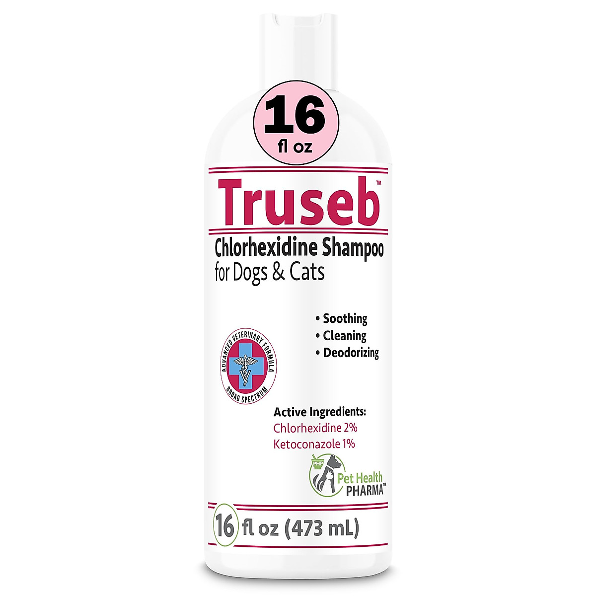 Truseb Chlorhexidine Shampoo Topical Ketoconazole and Chlorhexidine Shampoo for Dogs, Cats & Horses with Aloe Vera Shampoo and Conditioner(USA) (Ketoconazole & Chlorhexidine Shampoo, 16 oz)