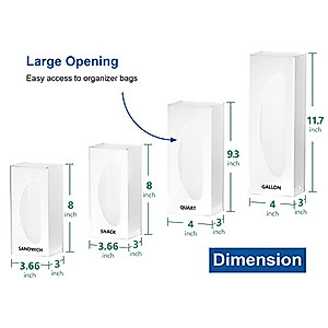 Urvoix Ziplock Bag Storage Organizer, 4 Pcs Acrylic Baggie Organizer, Food Storage Bag Organizer for Kitchen Drawer Compatible with Gallon, Quart, Snack, Sandwich Variety Size Bags