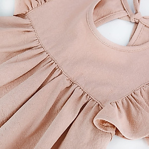 Goodplayer Toddler Baby Girl Dress Summer Cotton Linen Ruffle Halter Sleeveless Kids Casual Beach Party Dresses 1-6 Years (Pink, 90, 2_Years),2-3T