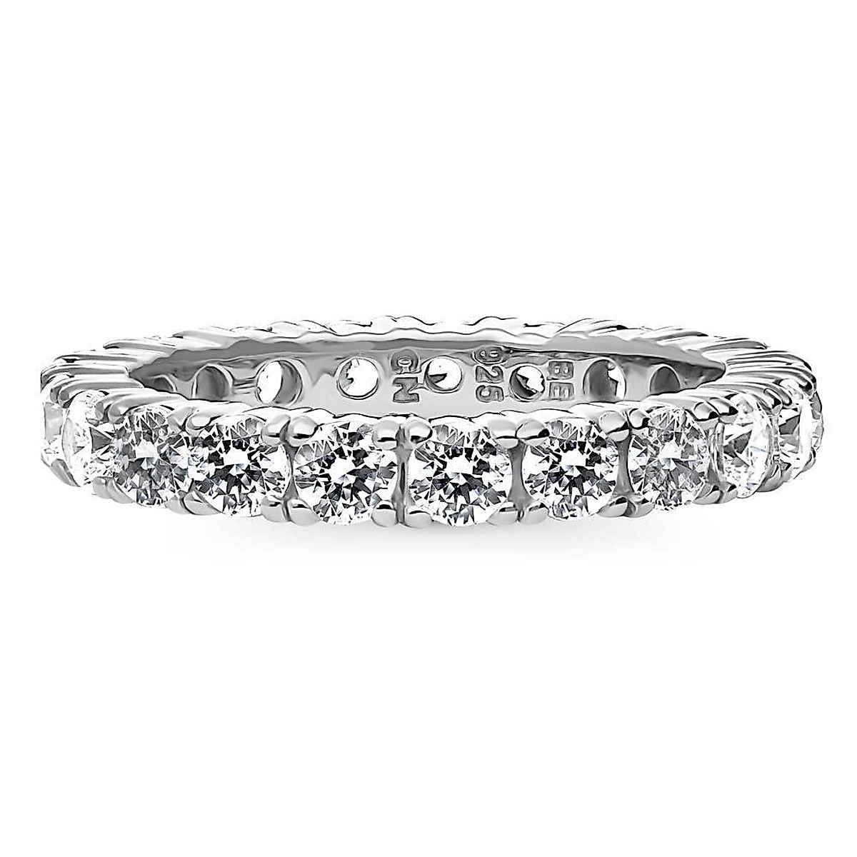 BERRICLE Sterling Silver Wedding Rings Cubic Zirconia CZ Anniversary Eternity Ring for Women, Rhodium Plated Size 4