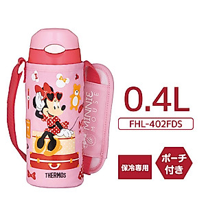 Thermos FHL-402FDS PK-C Water Bottle, Vacuum Insulated Straw Bottle, 13.5 fl oz (400 ml), Minnie Pink Coral