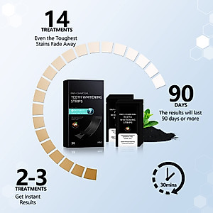 Pap+ Charcoal Teeth Whitening Strips Professional Teeth Whitening Kit for Teeth Sensitive or Coffee Drinker, 28 Tooth Whitener Strips Easy to Use 14 Treatments by ECTEST
