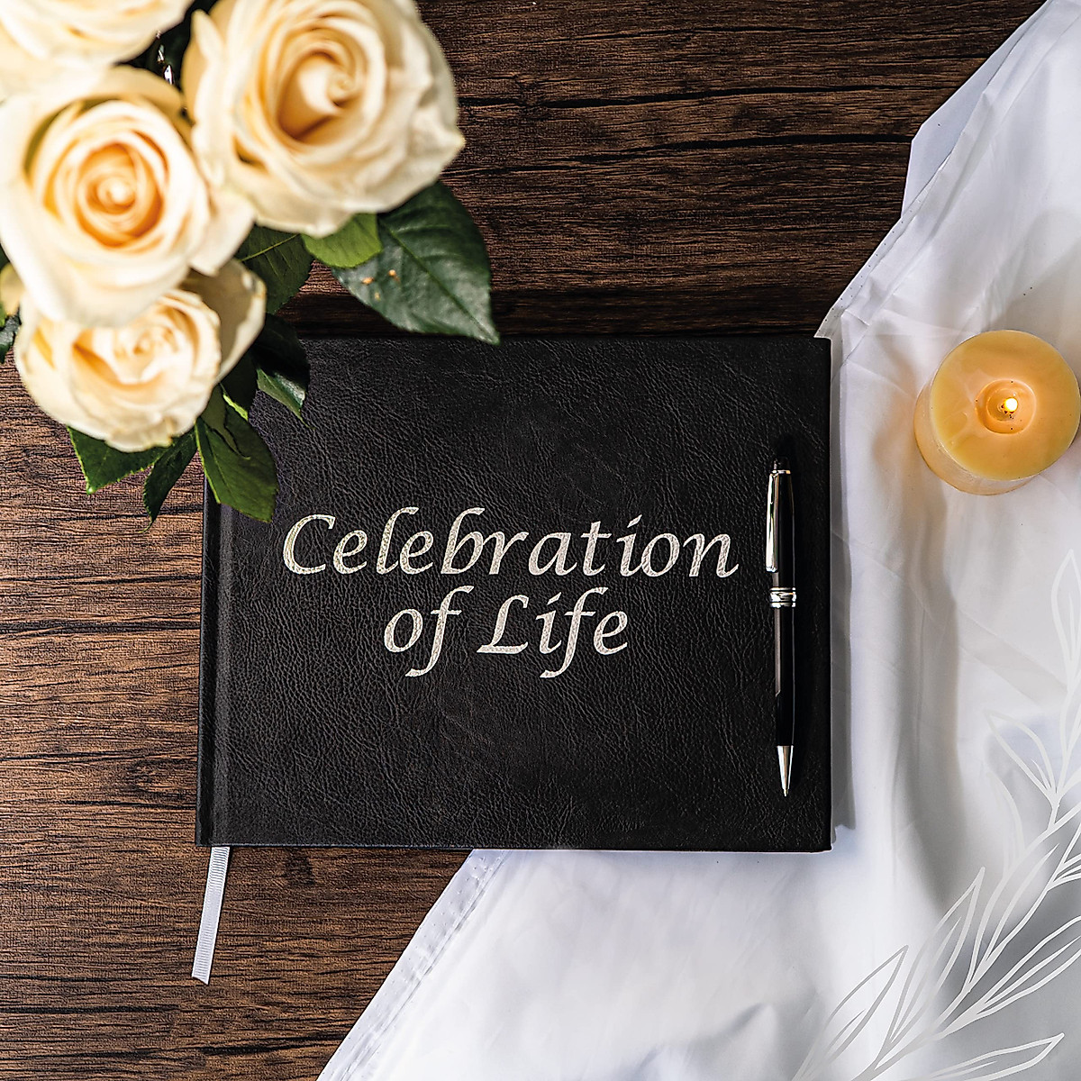 Hudson Creations Funeral Guest Book for Celebration of Life – Celebration of Life Guest Book for Funeral - 124 Pages Memory Book, Space for Name, Address, Prayers & Memories