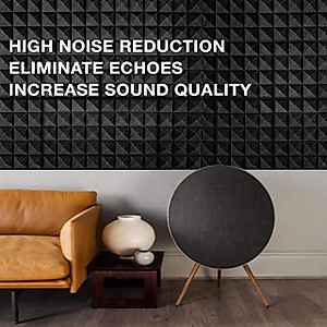 Sonic Acoustics 2" X 12" X 12" Acoustic Foam Panels, Pyramid Recording Studio Wedge Tiles, Sound Panels, Sound Absorbing Panel, Soundproofing Isolation Treatment for Walls