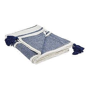 DII New Traditional, 2-Tone Chevron Stripe Throw, 50x60, Navy