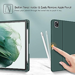 Fintie Keyboard Case for iPad Pro 11-inch (4th / 3rd Generation) 2022/2021 - Soft TPU Back Cover with Magnetically Detachable Bluetooth Keyboard, Also Fit iPad Pro 11" 2nd / 1st Gen, Midnight Green