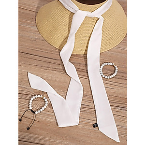 3 Pcs Scarf Skinny for Women Satin Scarf Belts Sash Necktie Neck Scarf Choker Solid Color Narrow Scarf (Black, White, Grey)