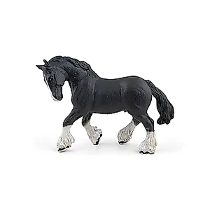 Papo - Hand-Painted - Figurine - Horses,Foals and Ponies - Black Shire Horse Figure-51517 - Collectible - for Children - Suitable for Boys and Girls - from 3 Years Old