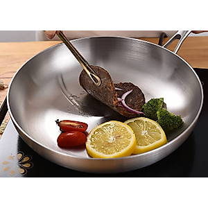 LOLYKITCH 12 Inch Tri-Ply Stainless Steel Frying Pan,Skillet,Induction Cooking Pan,Dishwasher and Oven Safe,Heavy Duty and Detachable Handle.