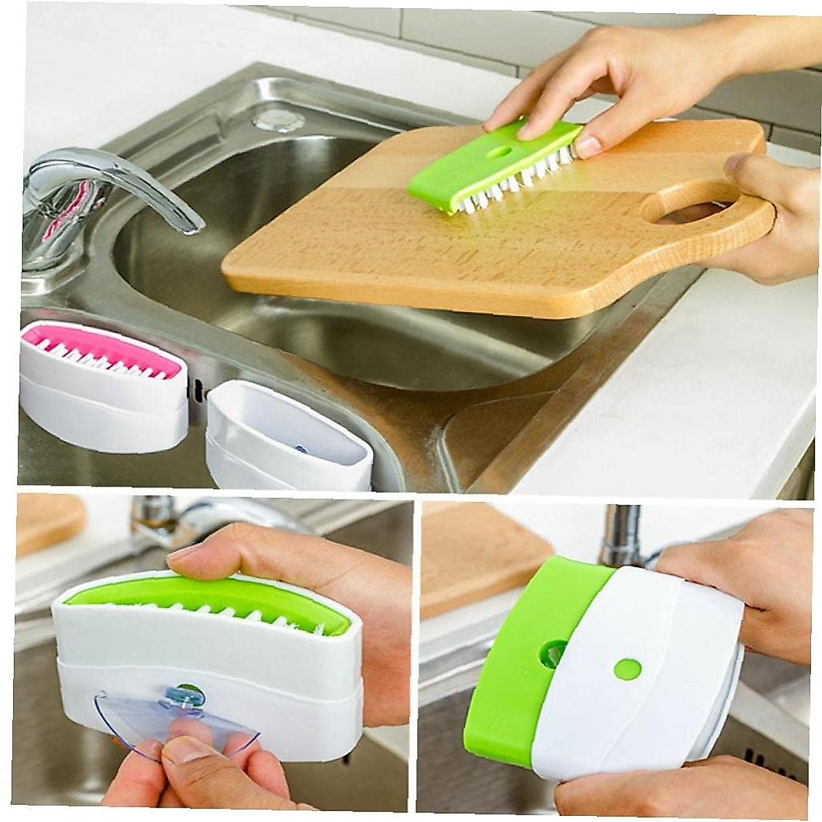 TOSSPER 1 Set Cutlery Cleaner Silverware Scrubber for Inside The Sink Utensil Scrubber with Suction Cups, Blue