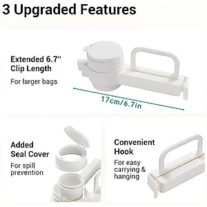 Food Bag Sealing Clip with Pour Spout, Food Bag Clips with Pour Spouts, Multifunction Bag Clips for food, Suitable for Cookies Snacks Drinks,Oatmeal and Baby Food Storage Organizer (1 pcs)