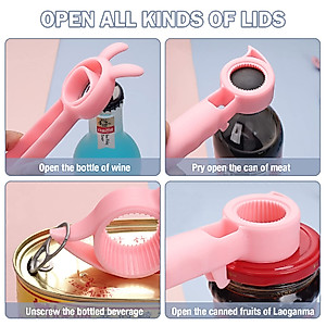 4 in 1 Bottle Opener, 4pcs Multifunction Jar Can Beer Bottle Opener, Kitchen Gadget Cap Opening with 4pcs Cartoon hook