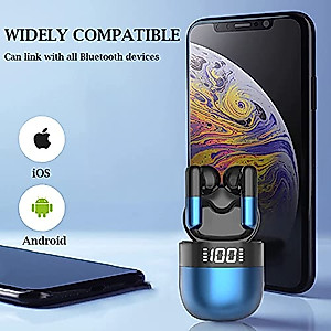 Xmenha True Wireless Earbuds Bluetooth Ear Buds for iPhone Android TWS Earbuds in Ear Headphones with Microphone Deep Bass Earphones for Sport with Long Battery Life Portable Small Mini Charging Case