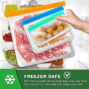 AURUZA Reusable Sandwich Bags Ziplock, Reusable Ziplock Silicone Bags Reusable Food Storage Bags, Zip Lock Freezer Bag Home Fridge Kitchen Organization Storage Lunch Meal Prep Sandwich Containers Set