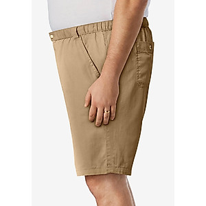KingSize Knockarounds 8" Full Elastic Plain Front Shorts - 4XL, Khaki