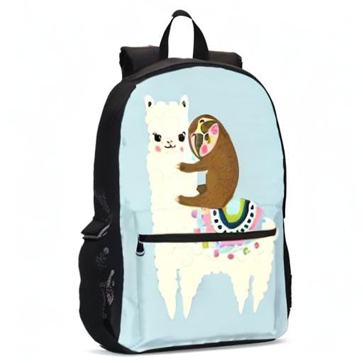 DuJiea Llama Sloth Kids Backpack Set 3 Piece Student Back To School Book Bag with Shouder Bag Pencil Case Box for Boys Girls 1-6th Grade