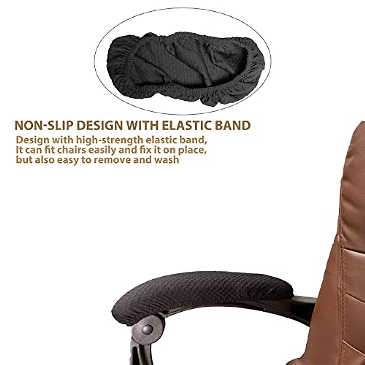 NeColorLife Office Chair Arm Covers Removable Chair Armrest Covers Stretch Desk Chair Arm Cover Washable Computer Chair Arm Covers Protectors for Office Chairs (Black,2Pcs/Set)