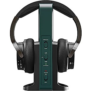 Caymuller Wireless Headphones for TV Watching with 2.4G Digital RF Transmitter Charging Dock Hi-Fi Soft Over-Ear Headset Ideal for Seniors or own Zone, Easy Plug and Play 160ft Range No Audio Delay