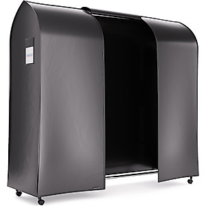 HANGERWORLD 6ft Large Black Clothes Rack Cover with 2 Zippers - Waterproof Nylon, Breathable, Dust Protector for Storage (Garment Rack Cover ONLY)