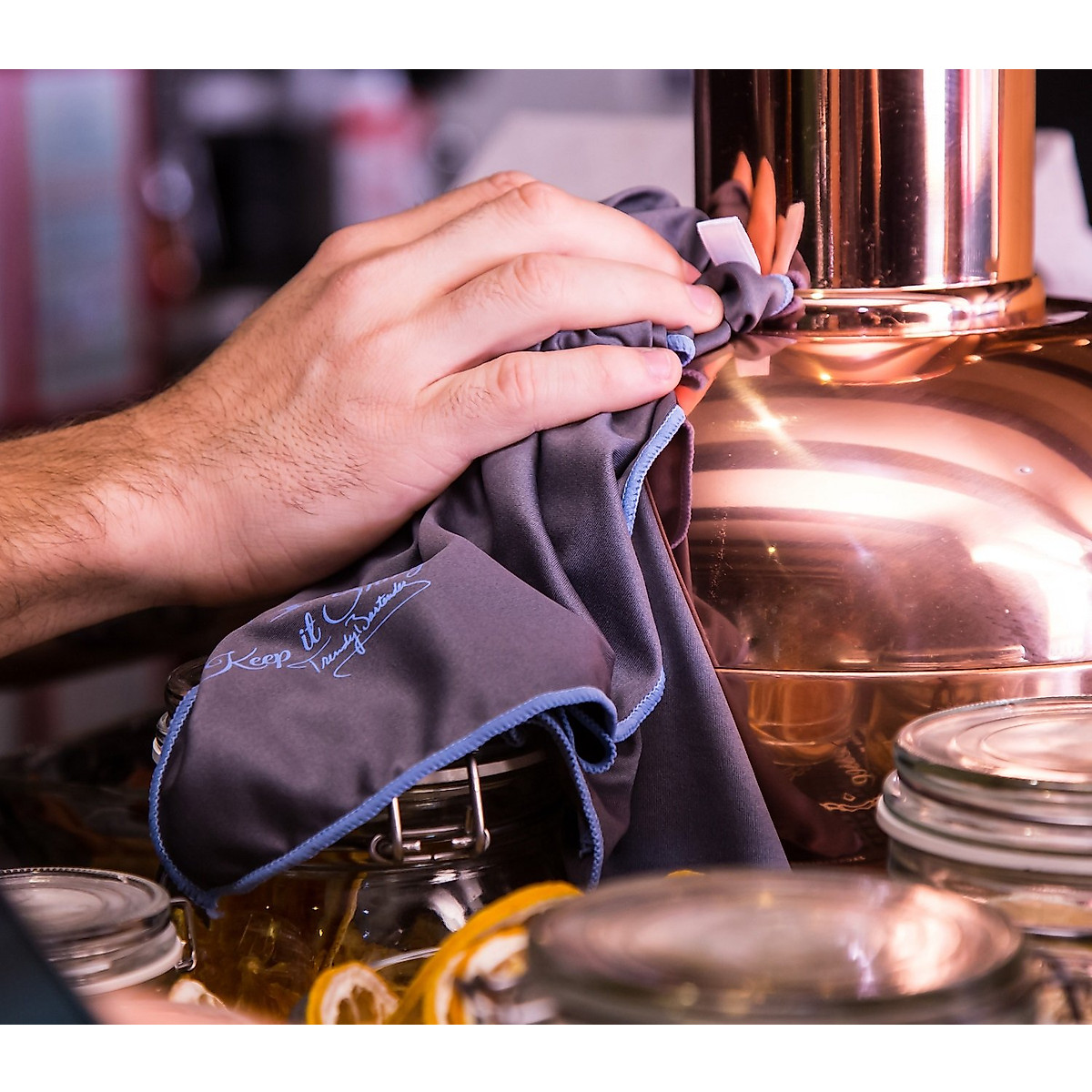 Trendy Bartender Toast to Perfection Microfiber Glass Polishing Lint-Free Cloth for Spotless Shine and a Residue-Free Finish - Pack of 2-25x20 inch - Grey