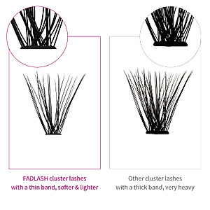 Fadlash DIY Lash Cluster individual Eyeslash Extension Volume Lash Clusters Thick Band Wispy Natural Eyelash Extension,Large Tray (40D-0.07-D, 8-16mm)