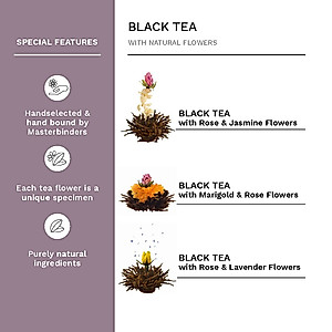 Creano Flowering Tea Abloom Tea – Flower Tea Ball Gift set with 17oz Glass Tea Pot | Black tea
