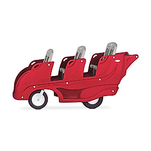 Gaggle by Foundations Parade 6 Seat Buggy Stroller with 5 Point Harness for Added Safety, Multi-Child Buggy Stroller with Soft Stop Brake, Fits Through Standard Doorways, Made in The USA (Red/Gray)