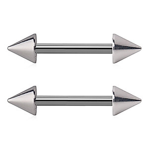 Ruifan 316L Stainless Steel Spike Nipple Shield Barbell Ring Bar Body Piercing Retainer 14G 1/2Inch 10PCS