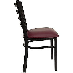 Flash Furniture 4 Pk. HERCULES Series Black Ladder Back Metal Restaurant Chair - Burgundy Vinyl Seat