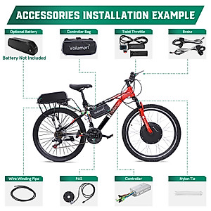 Voilamart Electric Bicycle Wheel Kit 26" Front/Rear Wheel 48V 1000W E-Bike Conversion Kit, Cycling Hub Motor with Intelligent Controller and PAS System for Road Bike(Without Battery) (Front Wheel)
